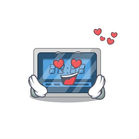 Romantic Digital Timer Cartoon Character Has A Falling In Love Eyes Stock Vector Illustration
