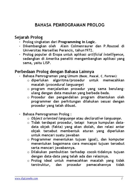 Bahasa Pemrograman Prolog Pdf