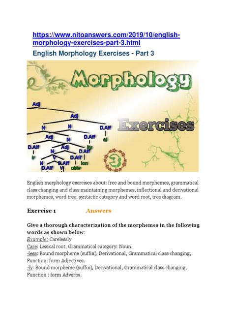 English Morphology Exercises Part 3 Pdf Word Morphology Linguistics