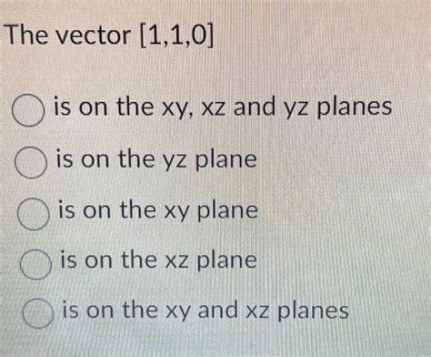 Solved The Vector Is On The Xy Xz And Yz Planes Is Chegg