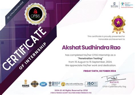 Akshat Rao On Linkedin Cybersecurity Penetrationtesting Internship