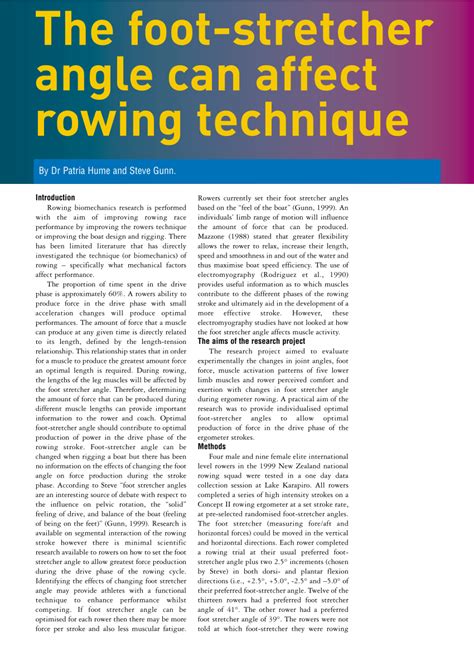 Pdf The Foot Stretcher Angle Can Affect Rowing Technique