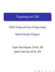 Mastering LLVM A Guide To Program Analysis Techniques Course Hero