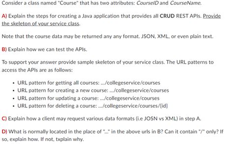 Consider A Class Named Course That Has Two Chegg