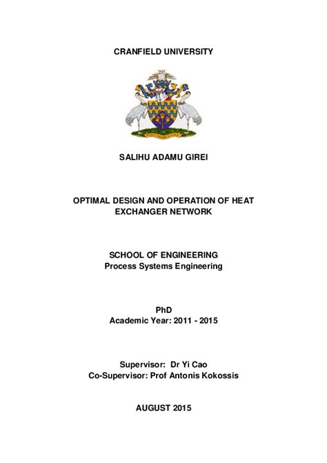 (PDF) Optimal design and operation of heat exchanger network | Adamu Salihu - Academia.edu