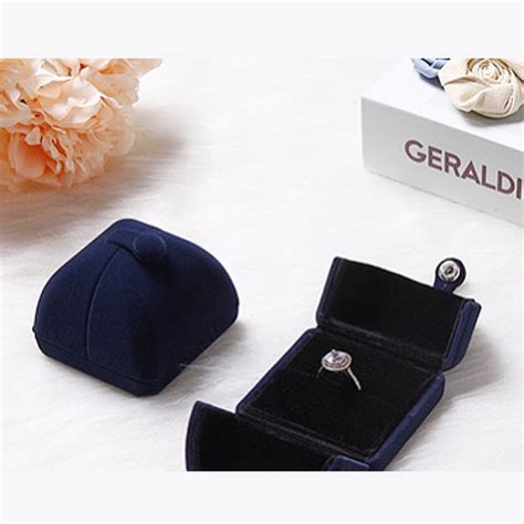 Blue Double Closure Ring Box Velvet Sparkles
