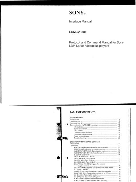 Sony Ldm G1000 Protocol And Command Manual For Sony Ldp Series