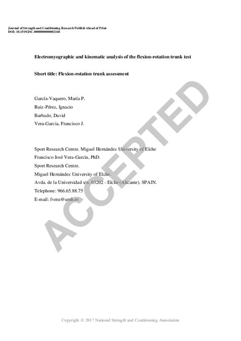 pdf electromyographic and kinematic analysis of the flexion rotation