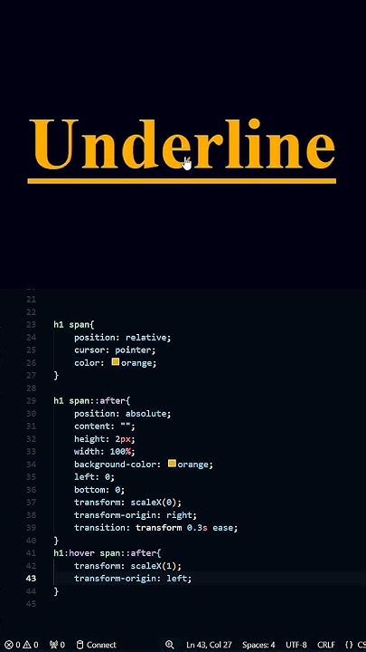 cool css hover text animation span underline effect shorts coding