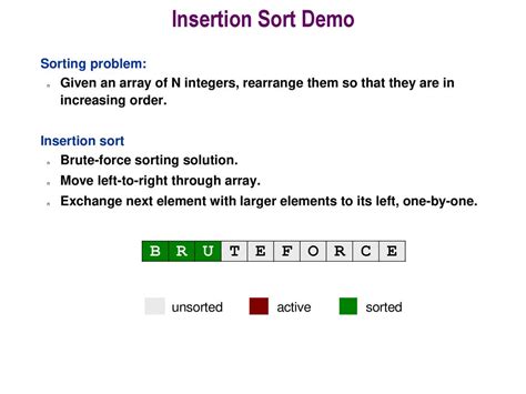 insertion sort demo sorting problem ppt download