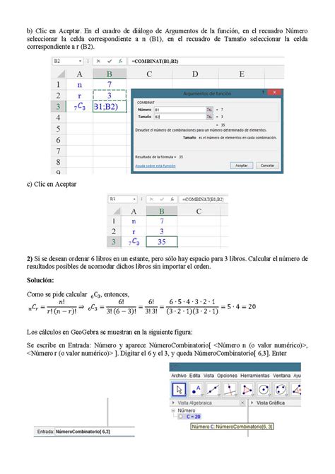 Factorial Permutaciones Y Combinaciones Con Excel Y Geogebra