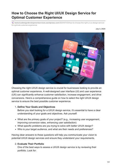 How To Choose The Right Uiux Design Service For Optimal Customer Experience Pdf