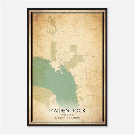 Vintage Maiden Rock Wisconsin Map Poster Maiden Rock Wi City Road Wall