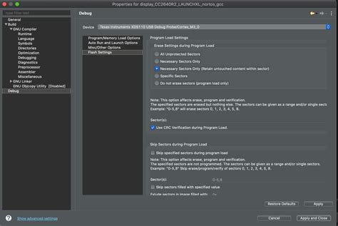 cc2640r2f why does ccs loader fill holes between sections with 0x00