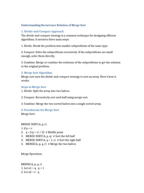 Merge Sort Explanation Pdf Computational Science Computer Science