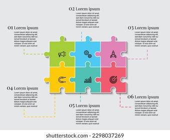 Puzzle Infographic Six Step Process Stock Vector Royalty Free Shutterstock