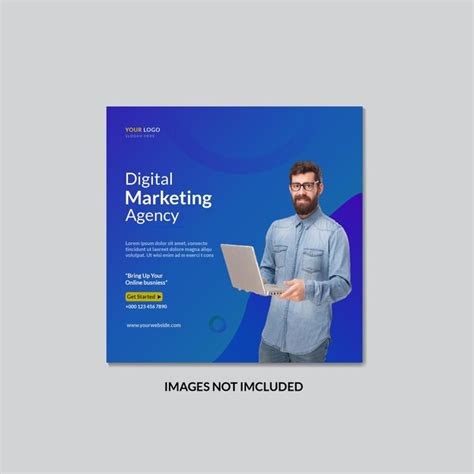 벡터 디지털 마케팅 대행사 및 기업 소셜 미디어 게시물 및 템플릿 디자인 프리미엄 벡터