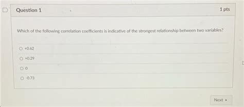 solved question 1 1 pts which of the following correlation