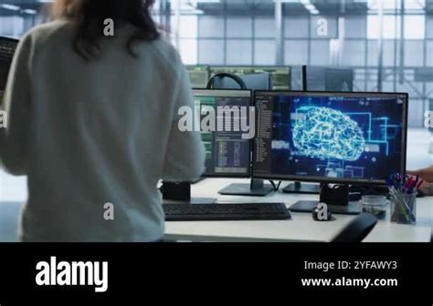 It Employee Programming In Ai Server Farm Housing Advanced Equipment Used For Machine Learning
