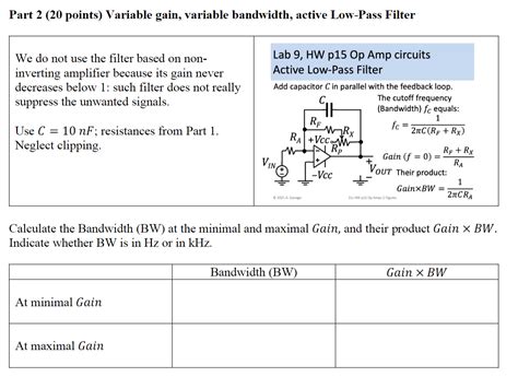 Solved Part 2 20 Points Variable Gain Variable Bandwidth