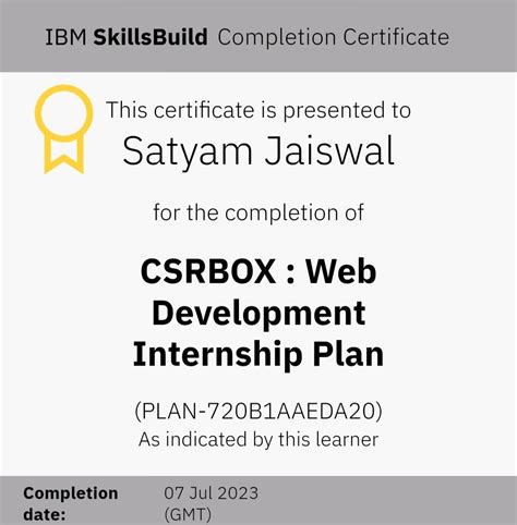 Satyam Kumar Jaiswal On Linkedin Webdevelopment Internship Ibmskillsbuild