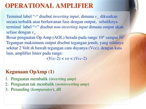 PPT OPERATIONAL AMPLIFIER PowerPoint Presentation Free Download ID 3968948