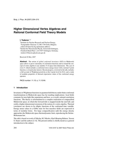 Pdf Higher Dimensional Vertex Algebras And Rational Conformal Field Theory Models
