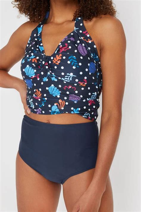 M Co Navy Blue High Waisted Bikini Brief M Co