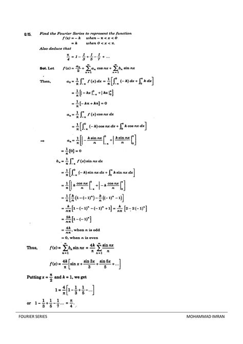 Solved Examples In Fourier Series Pdf Solved Examples In Fourier Series Pdf