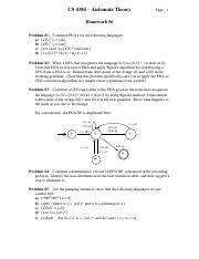 HW 6 PDAs CFGs Final 3 Pdf CS 4384 Automata Theory Page 1 Homework 6 Problem 1