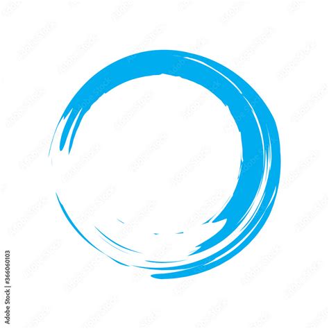 Circle Brush Stroke Vector Isolated On White Backgroundblue Enso Zen Circle Brush Strokefor