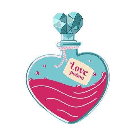 Love Potion Rpg Fantasy Magic Spell Heart Elixir Chemistry Glass Bulb Pink Liquid Witch