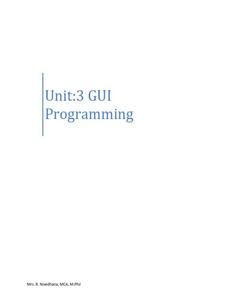 Unit 3 Gui Pdf Graphical User Interfaces Python Programming