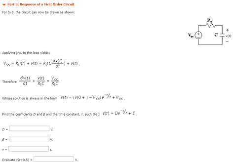 solved part 3 response of a first order circuit for t 0