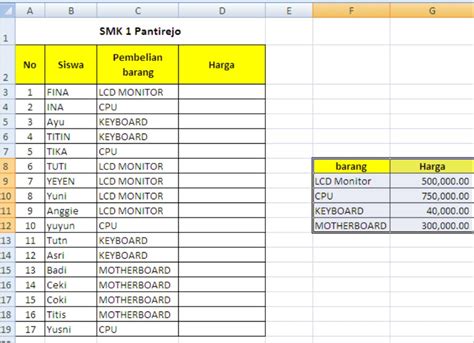 Rumus Dan Contoh Kasus Fungsi IF Bertingkat Pada Ms Excel Belajar Microsoft Office