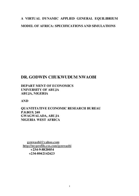 Pdf A Virtual Dynamic Applied General Equilibrium Model Of Africa