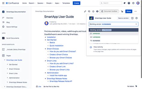 manage versioned content in confluence cloud with scroll documents