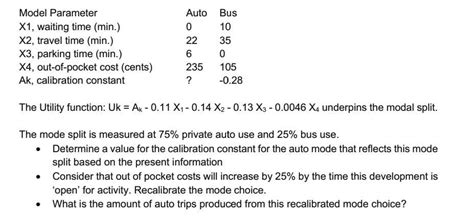 solved a mode choice logit model is to be developed based on