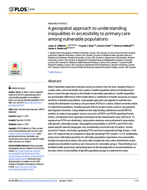 Pdf A Geospatial Approach To Understanding Inequalities In Accessibility To Primary Care Among