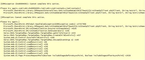 sharepoint 2010 cannot complete this action please try again a