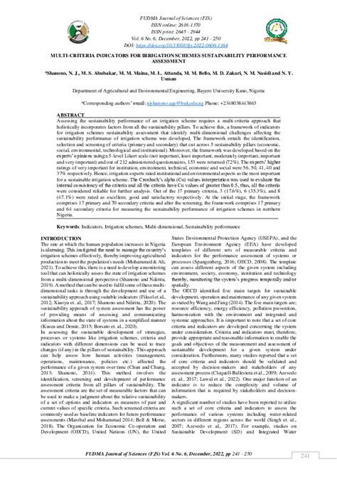 pdf multi criteria indicators for irrigation schemes sustainability