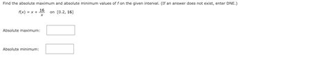 Solved Find The Absolute Maximum And Absolute Minimum Values Chegg