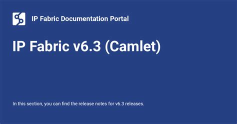 Ip Fabric V63 Camlet Ip Fabric Documentation Portal