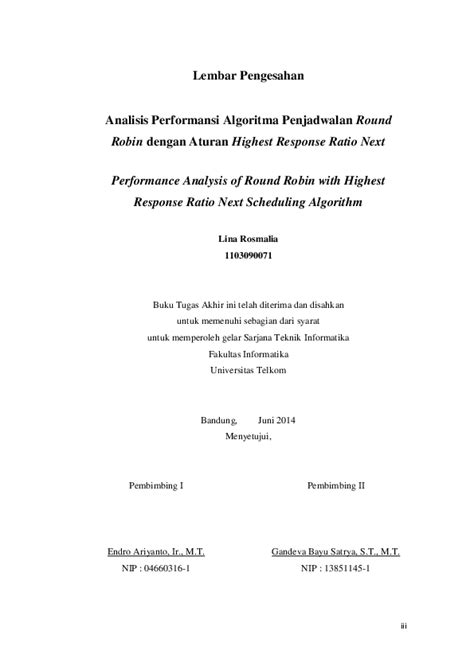 Pdf Analisis Performansi Algoritma Penjadwalan Round Robin Dengan