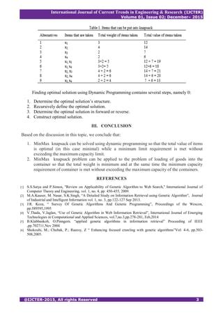 A Survey Knapsack Problem Using Dynamic Programming PDF Programming Languages Computing