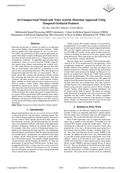 Pdf An Unsupervised Visual Only Voice Activity Detection Approach Using Temporal Orofacial