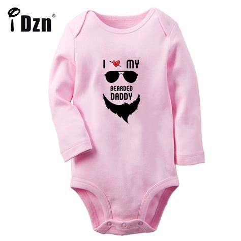 Idzn I Love My 수염 아빠 소년 아기 소녀 귀여운 바디 수트 신생아 긴 소매 점프 수트 부드러운 면 옷바디 슈트 Aliexpress