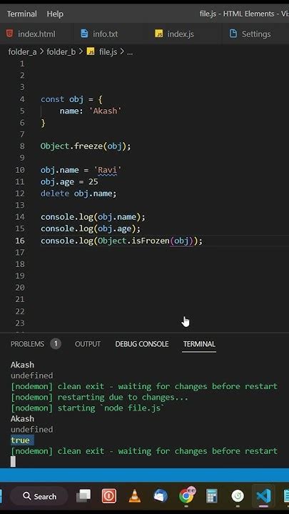 Object method freeze( ) & seal( ) in #javascript #shorts - YouTube