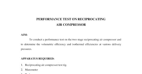 Performance Test On Reciprocating Air Compressor ~ Marine Notes
