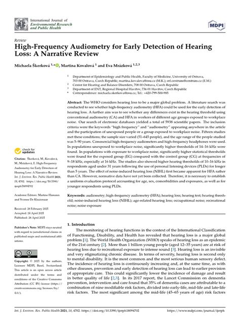 High Frequency Audiometry For Early Detection Of Hearing Loss A